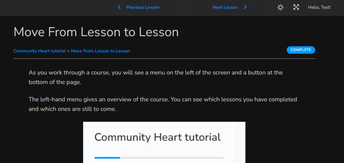 Move From Lesson to Lesson – Community Heart