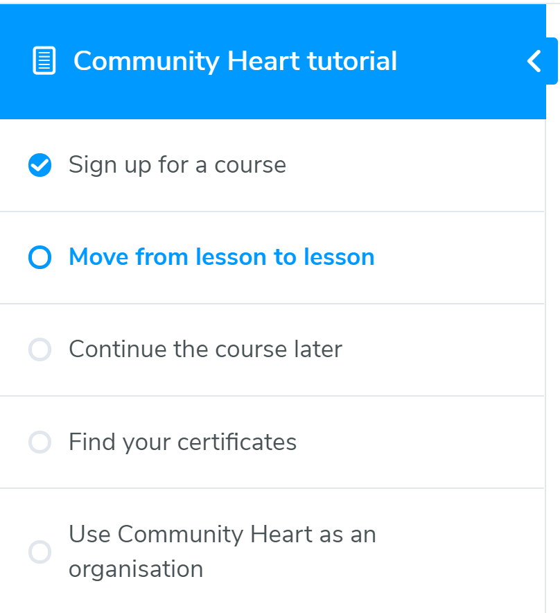 Move from lesson to lesson – Community Heart